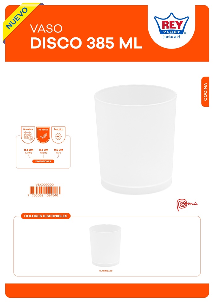 VASO DISCO 385 ML - PQTE X 72 UNID - Plasticos Rey