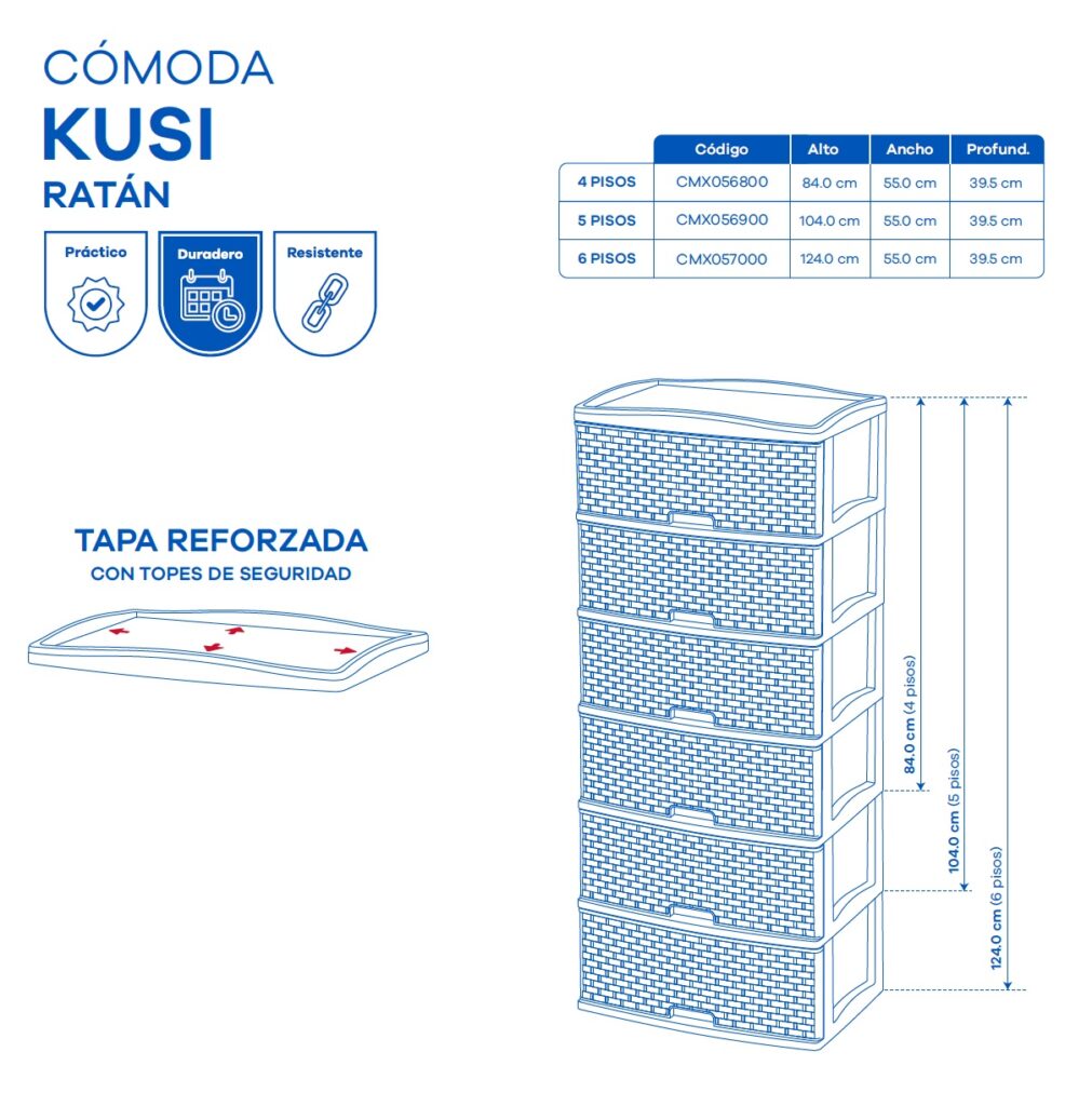 COMODA KUSI RATAN 6 PISOS - Plasticos Rey